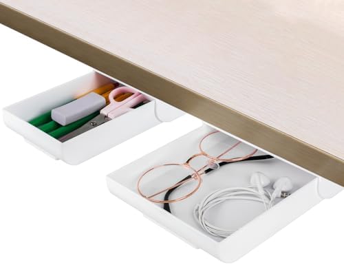 Amazon.com: PAVSTINE Under Desk Drawer Self-Adhesive Hidden Desktop ...
