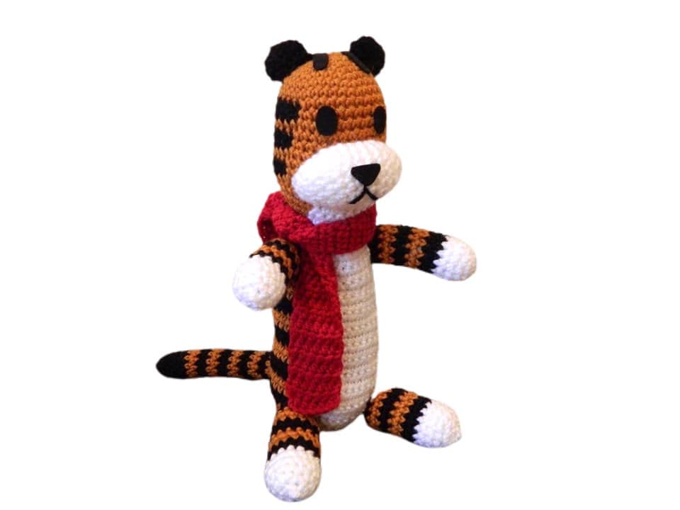 Large Harold with scarf the handmade crochet plush tiger, cute Hobbes ...
