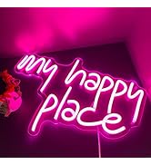 GGK My Happy Place Neon Sign LED Light up My Happy Place Sign for Wall ...
