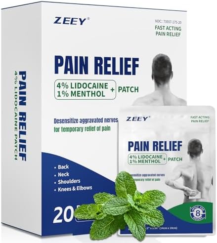 Amazon.com: ZEEY 4% Lidocaine Pain Relief Patches, with 1% Menthol ...