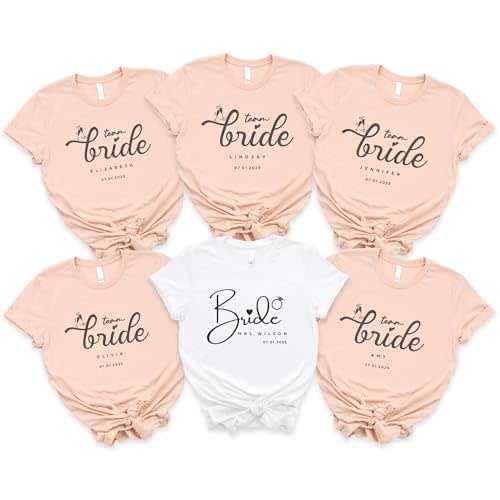 Amazon.com: Personalized Bride and Team Bride Shirts, Custom Name and ...