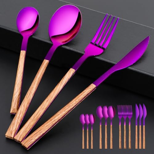 Amazon.com | Silverware Set, 20-Piece Purple Flatware Cutlery Set ...
