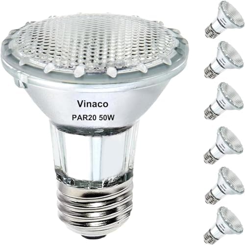 Vinaco PAR20 50W Halogen Flood Light Bulb, 6 Pack High Output, Dimmable ...