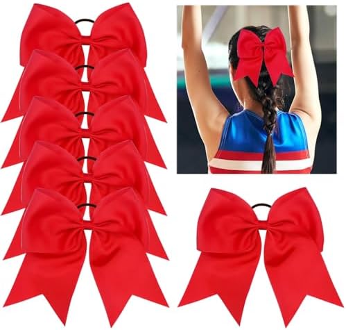 Amazon.com : 6 Packs Cheer Bows 8 Inch Jumbo Cheerleading Hair Bow ...