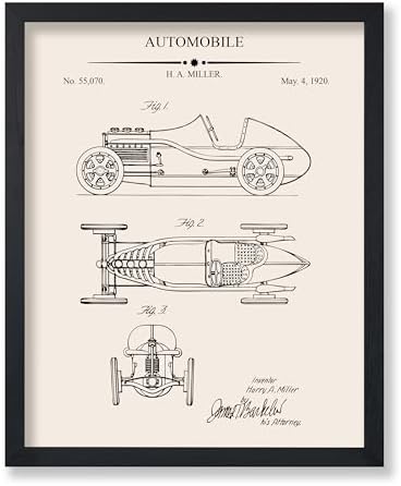 Amazon.com: Poster Master Vintage Car Blueprint Poster - Automobile ...
