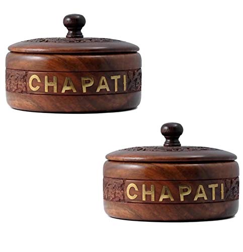 Buy AR Handicrafts, Wooden Chapati Box Container - Roti Box -Serving ...