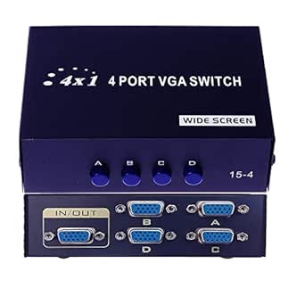 Meshiv 4 Port VGA Switch for 4 PC to Share 1 Monitor Press Button Four ...