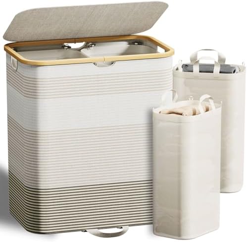 Amazon.com: Greenco Double Laundry Hamper w/Lid, Gray | 2 Section ...