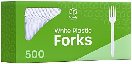 Comfy Package [500 Count] White Forks – Heavy Duty Disposable Utensils ...