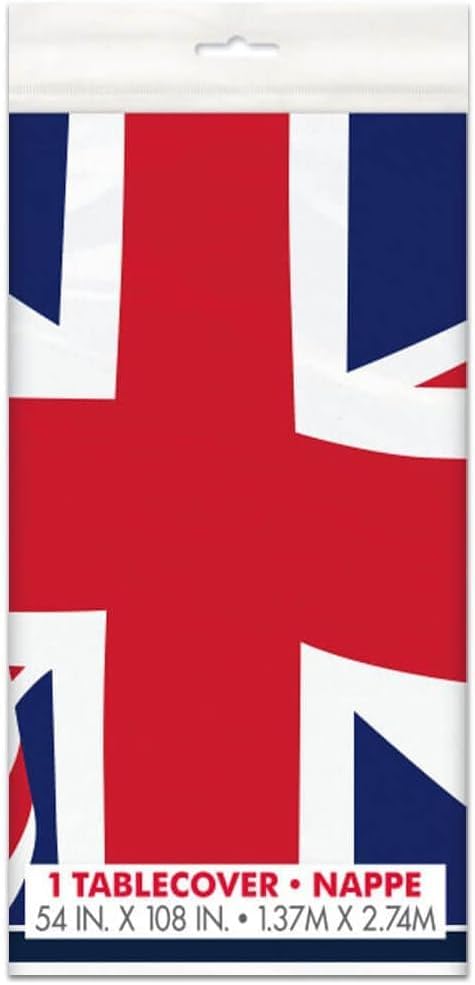 Union Jack Plastic Tablecloths – 10 Pack Disposable Table Covers for VE ...