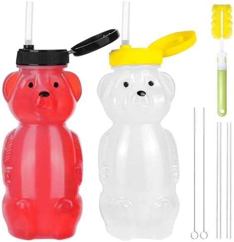 Budding Bear Trinkflasche mit Strohhalm Kinder 230ml [2 Stk ...