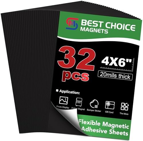Amazon.com: 32P Adhesive Magnetic Sheets 4" x 6"Flexible Magnetic ...