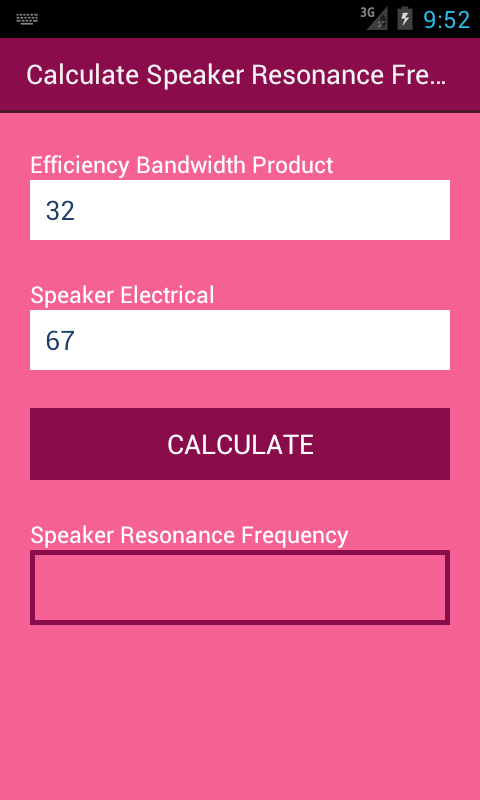 Calculate Speaker Resonance Frequency - App on Amazon Appstore