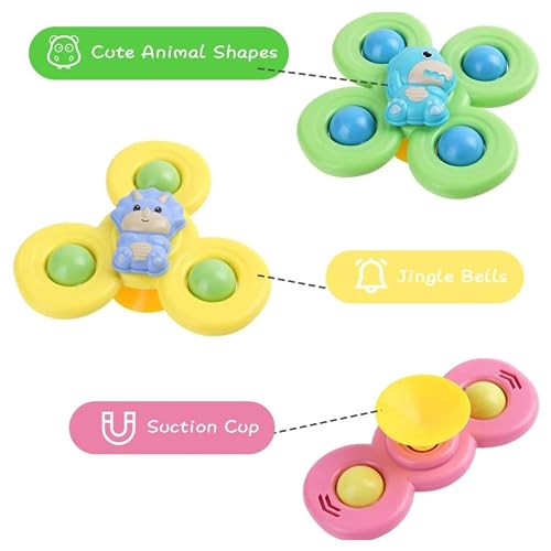 Kidology 3Pcs Silicone Suction Cup Spinner Sensory Fidget Baby Bath ...