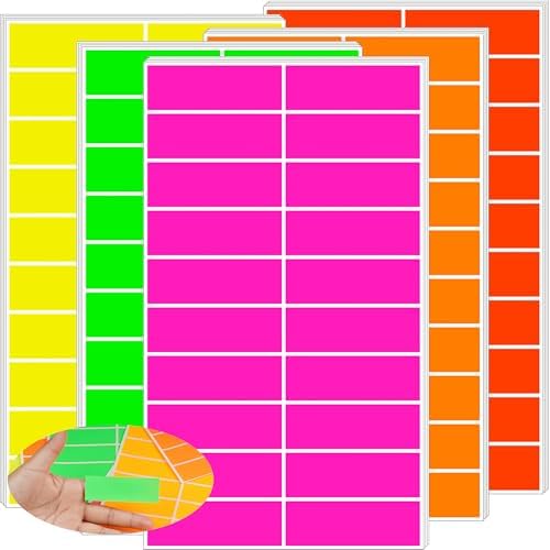 Amazon.com : YSHIHE 3 x 1 Inch Fluorescent Colored Label Stickers in 5 ...