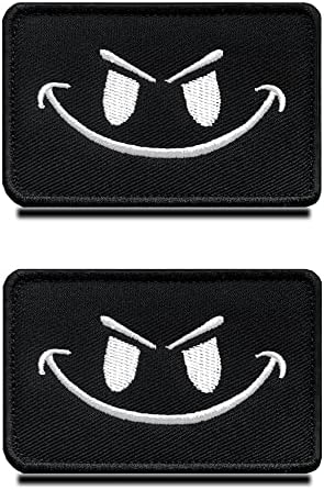 Amazon.com: 2 Piece Evil Smiley Face Tactical Patch [ Hook Fastener ...