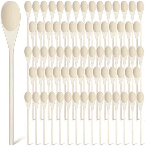 Amazon.com: Zubebe 100 Pcs 12 Inch Long Wooden Spoons for Cooking ...