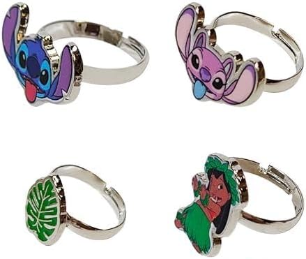 Amazon.com: Lilo & Stitch Jewelry: 4-Piece Adjustable Rings for Girls ...