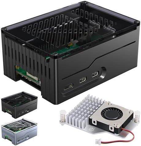 Miuzei Raspberry Pi 5 Metal Case Support PCIe M.2 NVMe SSD Shield Top ...