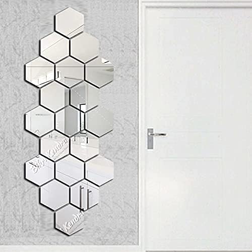 Buy Bikri Kendra Ind - Hexagon 20 Silver Mirror Stickers for Wall ...
