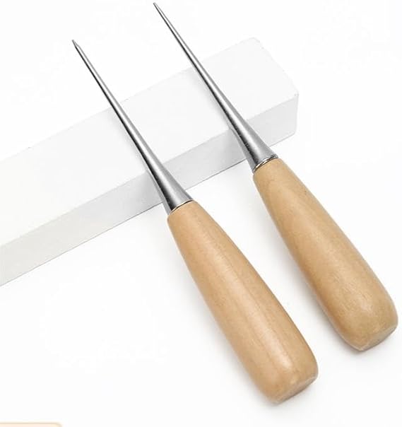Amazon.com : Driak 2pc Wooden Handle Sewing Awl Pin Punching Hole Maker ...
