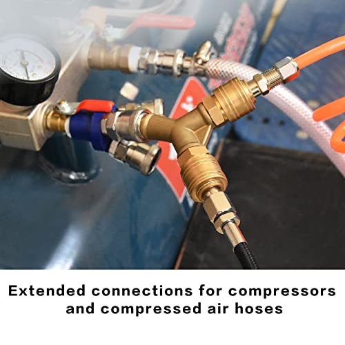 nutmanel Airline Hose Connectors 1/4″ BSP 3 Way Air Compressor Fittings ...