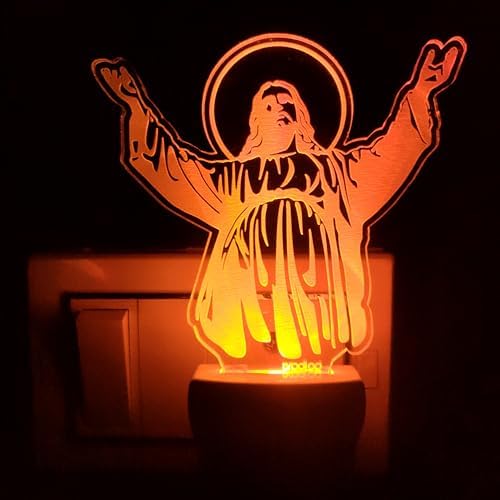 Buy BrodLog Jesus 3D Optical Illusion Acrylic Night Lamp, 7 Colors RGB ...