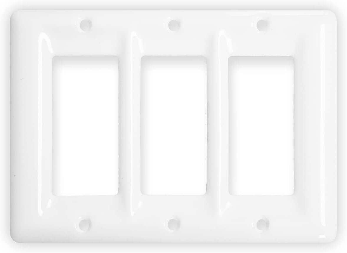 XVQ Ceramic Switch Plates Outlet Covers Switch Plate Cover White(Triple ...