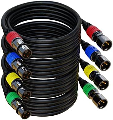 AuxLink XLR Cables, XLR Microphone Cable 6 ft 4 Pack, Gold-plated 3-pin ...
