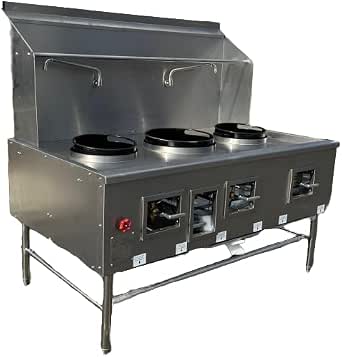 Amazon.com: Commercial Chinese Wok Range, 3-Hole Gas Stove with 42-Inch ...