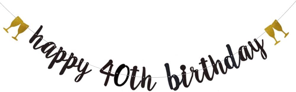 Amazon.com: Happy 40th Birthday Banner,Pre-Strung, 40TH Birthday Party ...