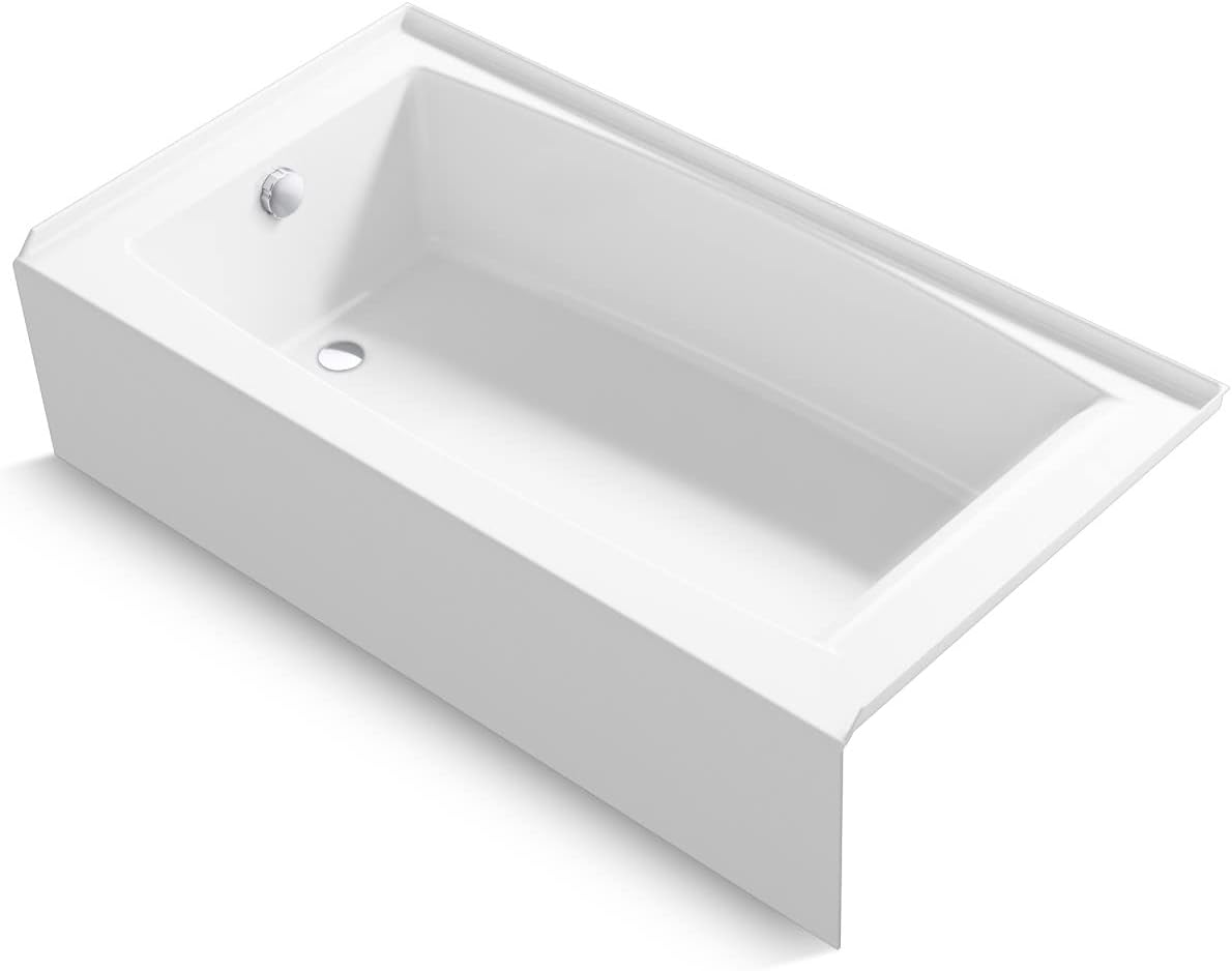 Kohler K-26108-LA-0 Entity 60" x 32" Alcove Bath, Left Drain, White ...