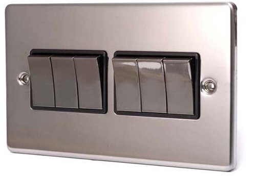 BLACK NICKEL 6 GANG 2 WAY 6 AMP LIGHT SWITCH C310BNB : Amazon.co.uk ...