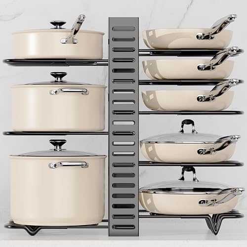 Amazon.com: ORDORA 8 Tier Pot and Pan Organizer Rack for Cabinet With 3 ...