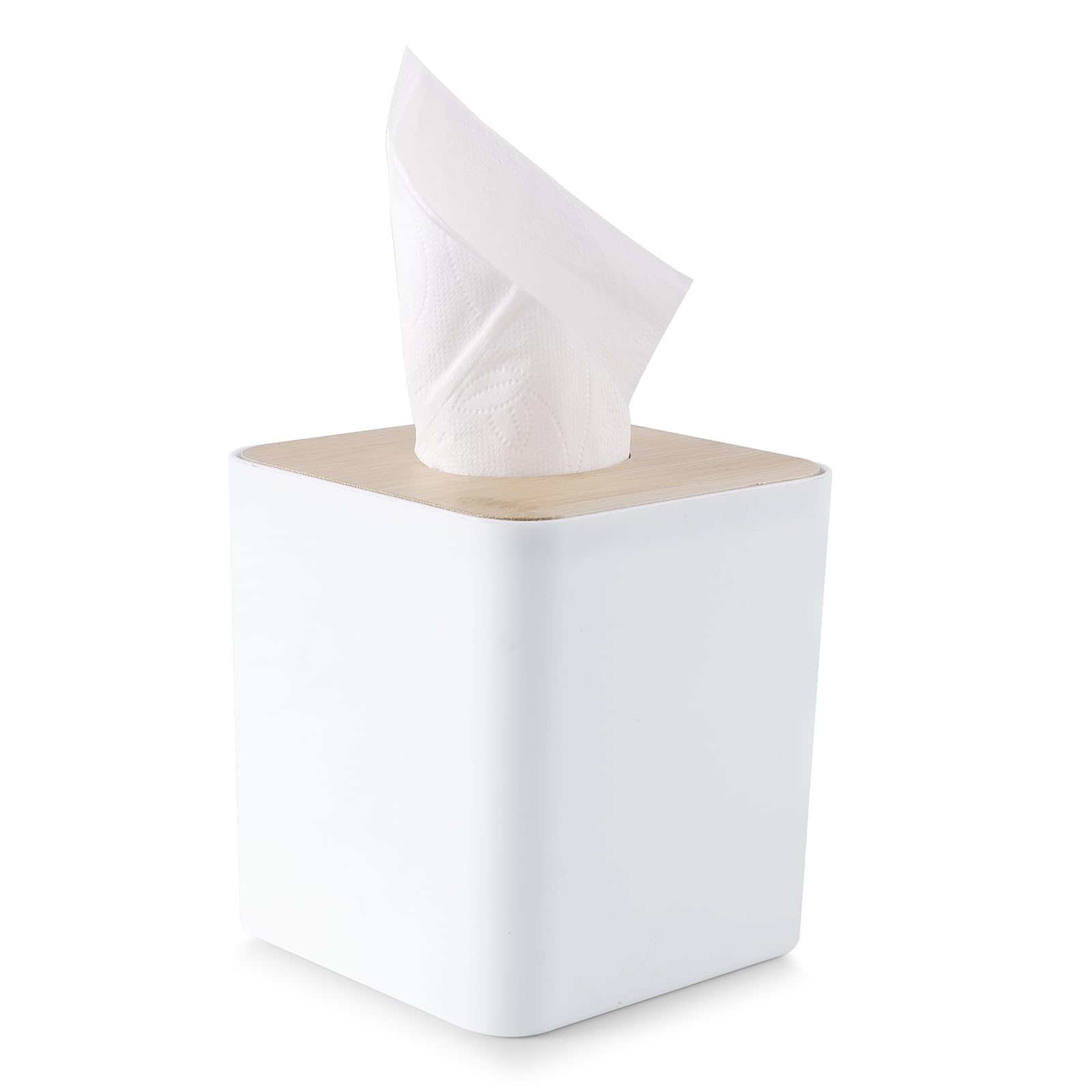 Snapklik.com : Square Tissue Box Cover,White Tissue Box Holder,Bamboo ...