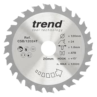 Trend Wood Cordless Circular Saw Blade, 120mm Diameter, 20mm Bore, 24 ...
