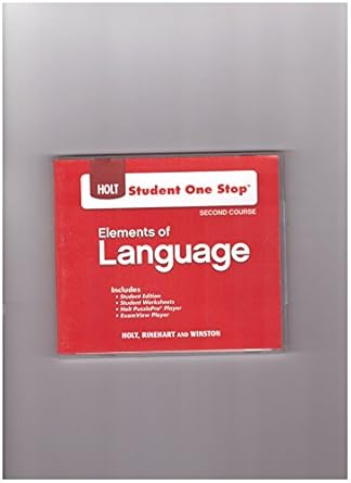Elements of Language, Grade 8 Student One Stop: Holt Elements of ...