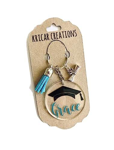 Personalised Graduate Keyring - Acrylic Circle Keychain with Tassel and ...