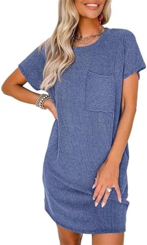 Acelitt Womens Casual Summer Dress 2026 Fashion Crewneck Short Sleeve ...