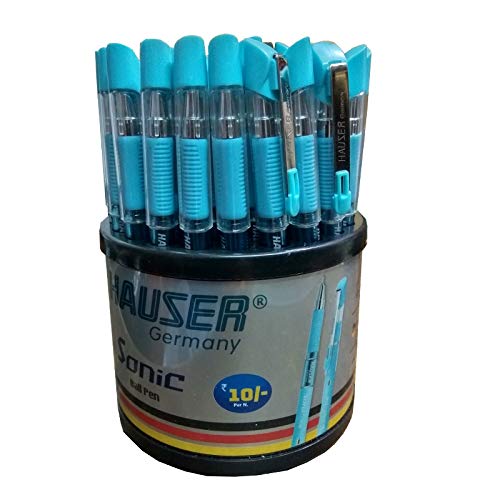 Hauser Sonic Revolving Stand 0.7mm Ball Pen Jar - Pack of 50 Pen (Blue ...
