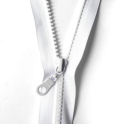 20cm / 8” White Chunky Open Ended Zip with White Plastic Teeth Medium ...