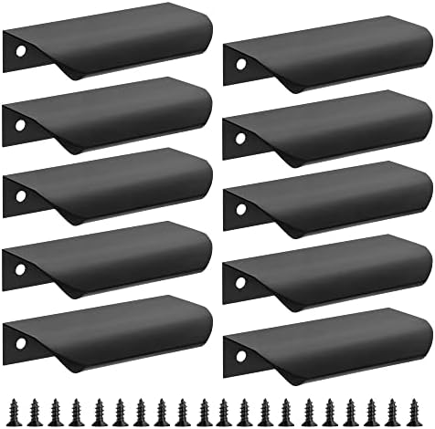 Malimali 10 Pack Black Kitchen Cupboard Handles Finger Edge Pulls for ...