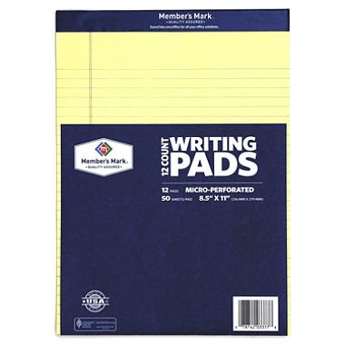 Member's Mark - Perforated Writing Pad, 8.5" x 11", Canary - 12 Pads ...
