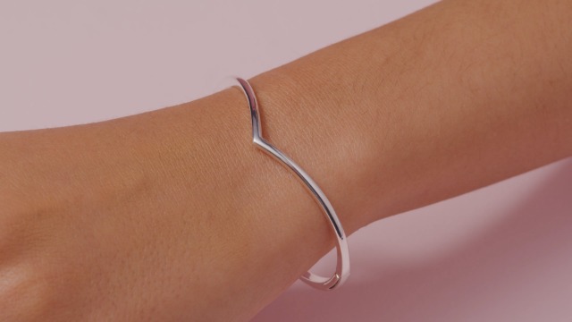 Watch Pandora Jewelry Polished Wishbone Bangle Sterling Silver on ...