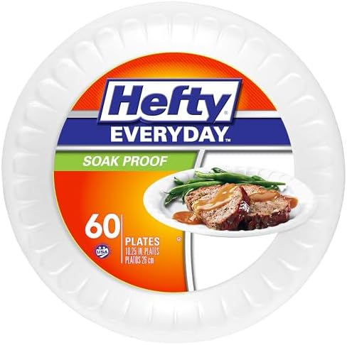 Amazon.com: Hefty Everyday Foam Plates, 10 1/4 Inch Round, 60 Count ...