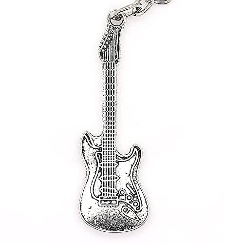 Silver Keyring With 50mm Strat Style Electric Guitar : Amazon.co.uk ...