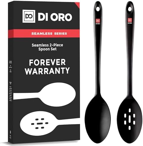 Amazon.com: Large Silicone Cooking Spoon Set, Premium Non-Stick Solid ...