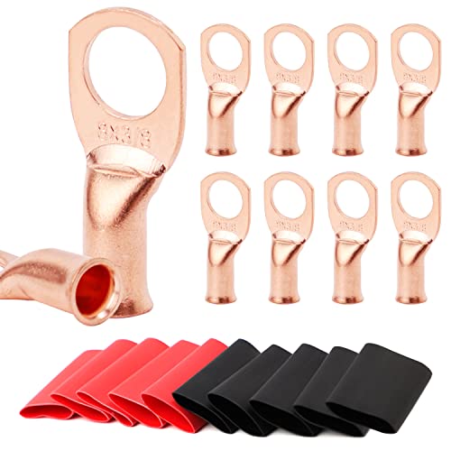 Snapklik.com : 10Pcs 8AWG-3/8Ring Copper Battery Lugs Wire Lugs,Heavy ...