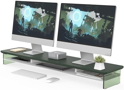 Fenge Acrylic Monitor Stand Riser Clear Dual Monitor Stand with Metal ...
