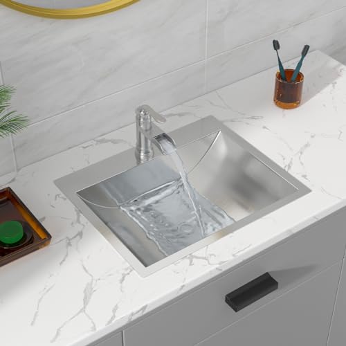 Snapklik.com : 21 Stainless Steel Bathroom Sink Drop In - 21x17 ...